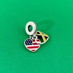 Pandora | Jewelry | Pandora Heart Flag Remembrance Ribbon Double Dangle ...